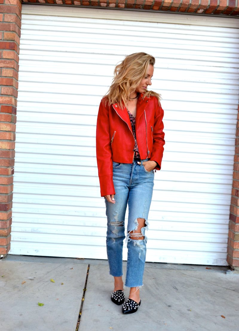 Yes You Can Wear A RED Moto Jacket - Jaclyn De Leon Style